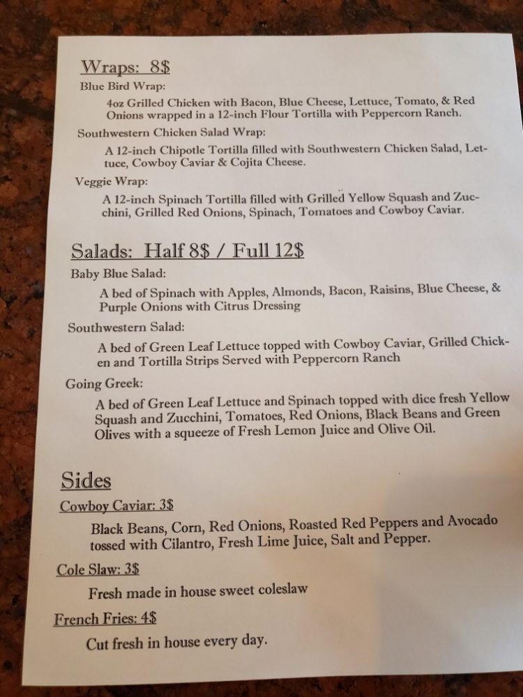 Menu at Las Animas Grill restaurant, Trinidad
