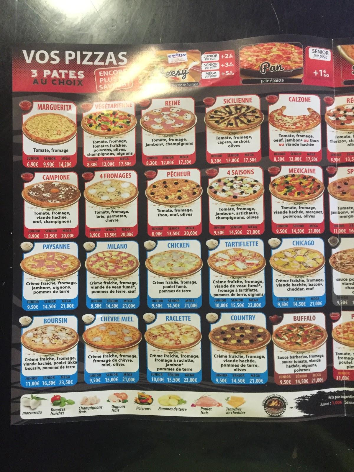 Menu at Pizza Time pizzeria, Montmorency