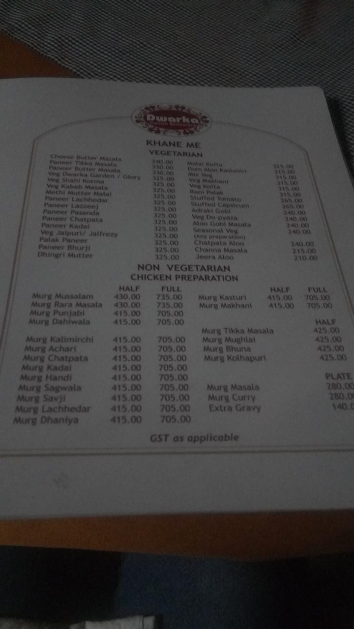 Menu at Dwarka Garden Restaurant, Nagpur, Dwarka Garden