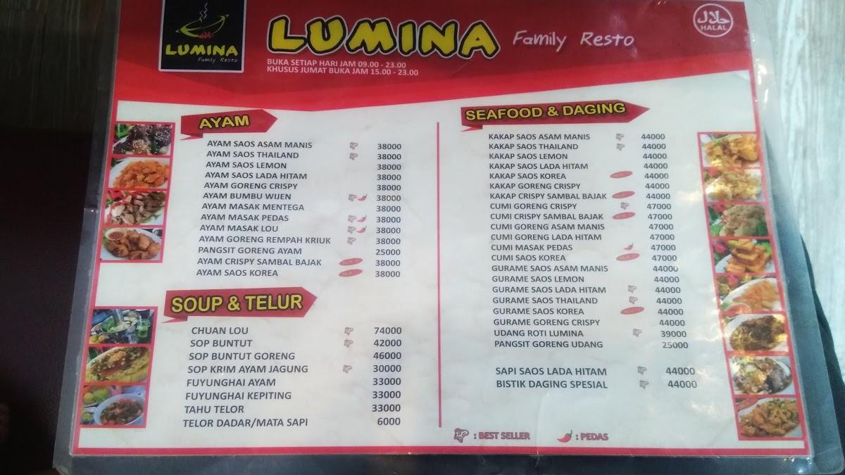 Menu at Lumina Family Resto restaurant, Banjarmasin, Jl. A. Yani