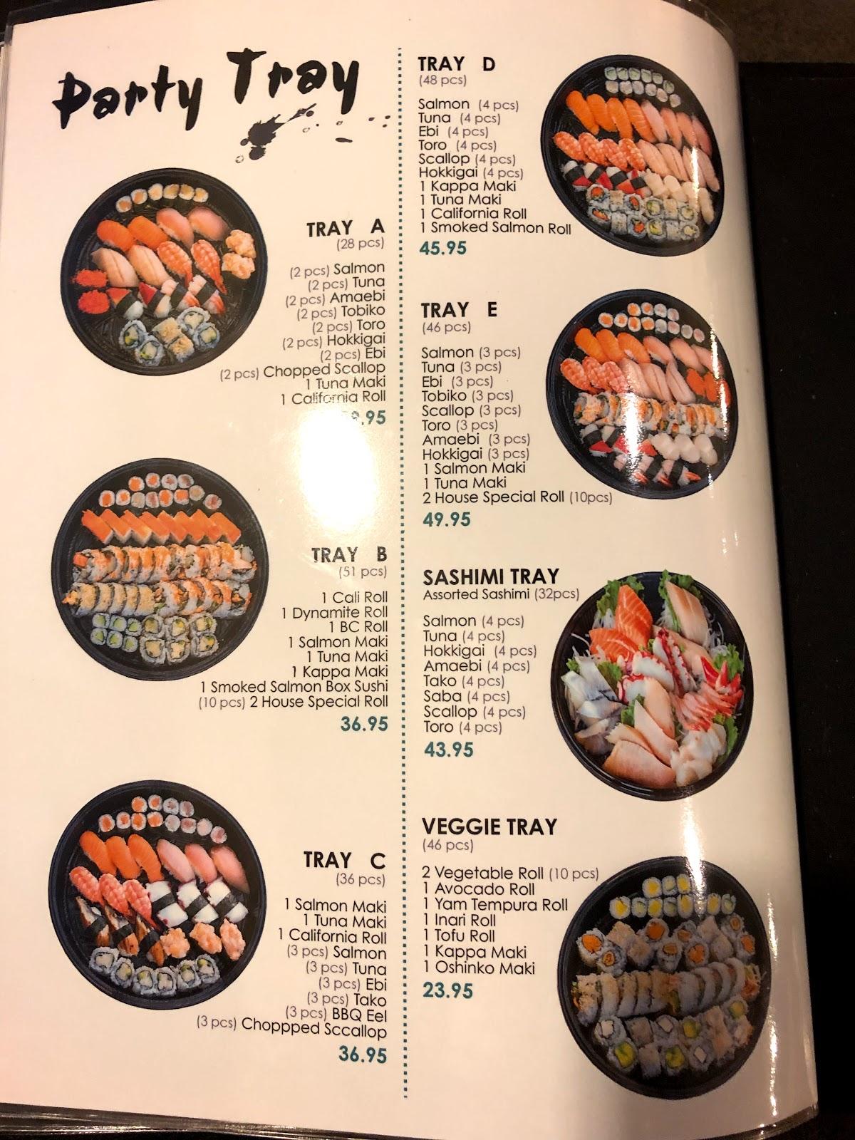 Menu at Sushi Man restaurant, North Vancouver