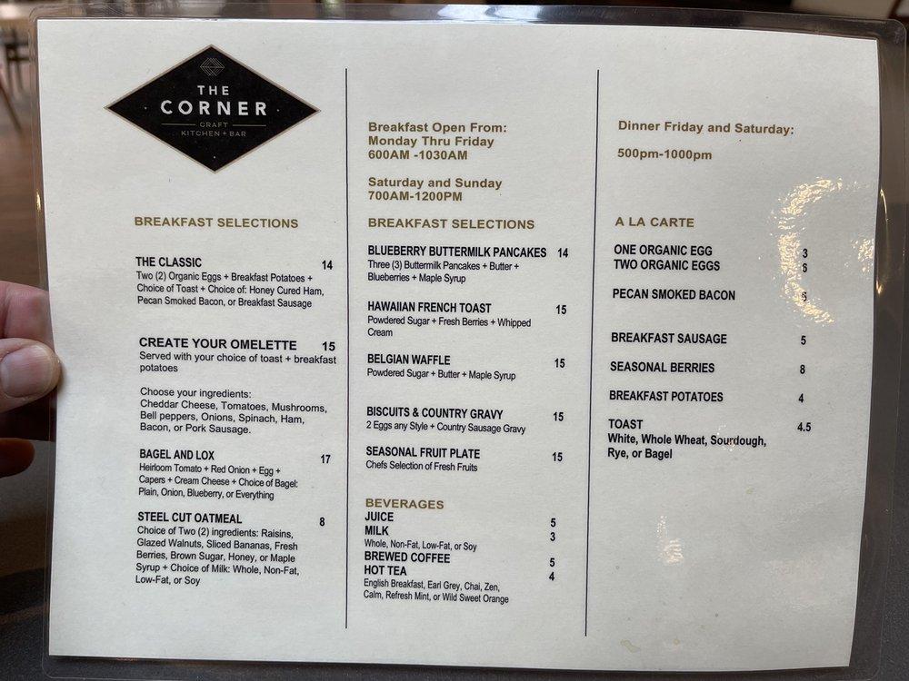 Menu at The Corner pub & bar, Pasadena