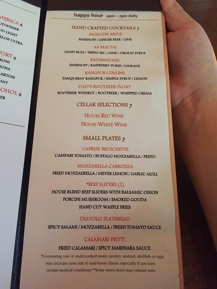 Menu at Veranda restaurant, Las Vegas