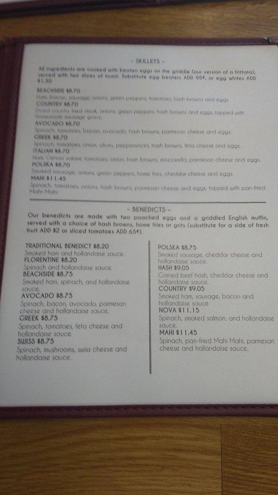 Menu at Beachside Cafe, Indialantic