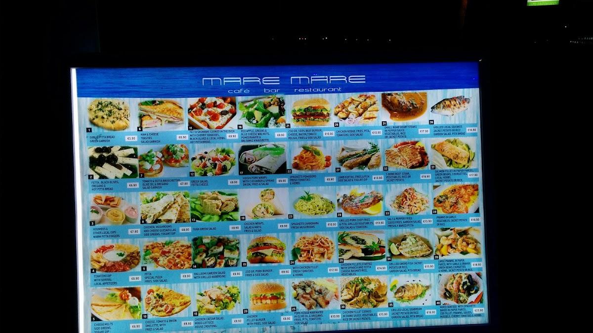 Menu at Mare - Mare, Paphos