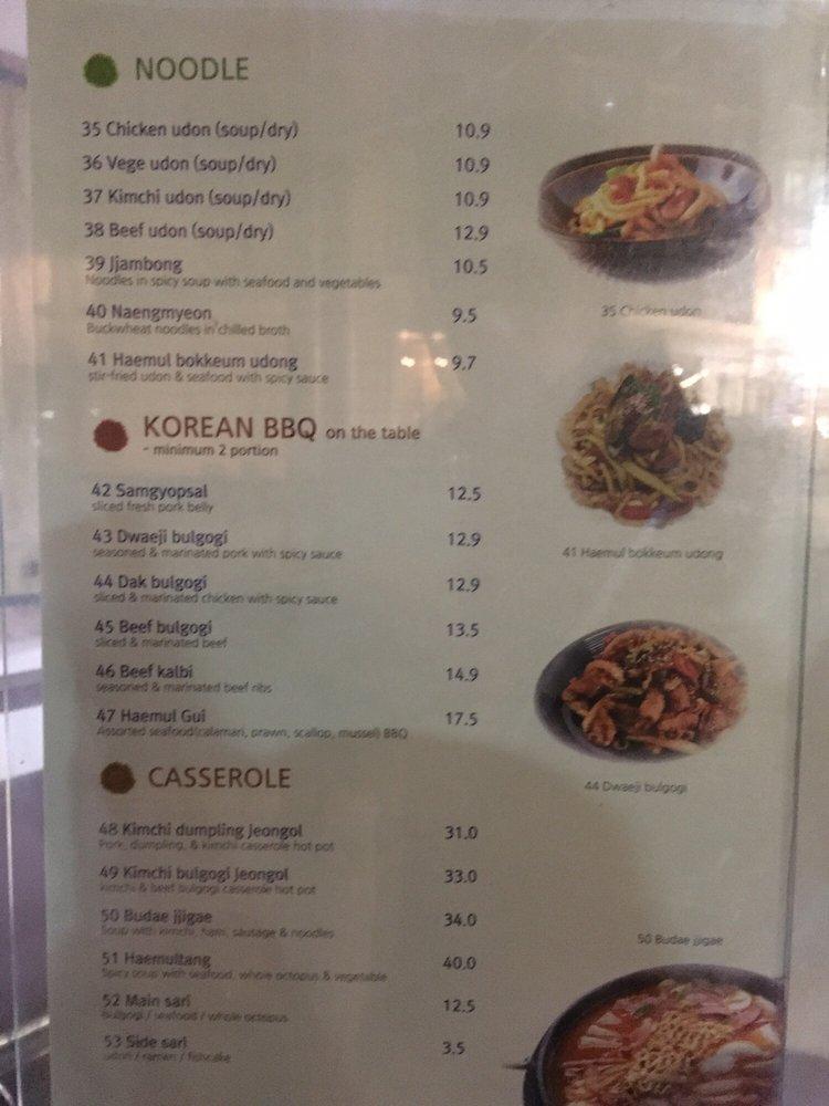 Menu at Naru restaurant, London