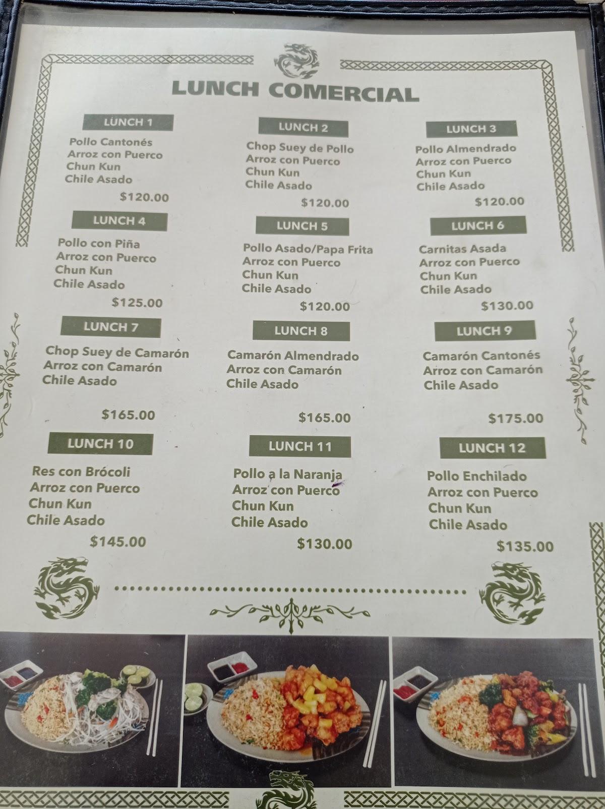 Carta de Restaurante Dragon Verde, Tijuana