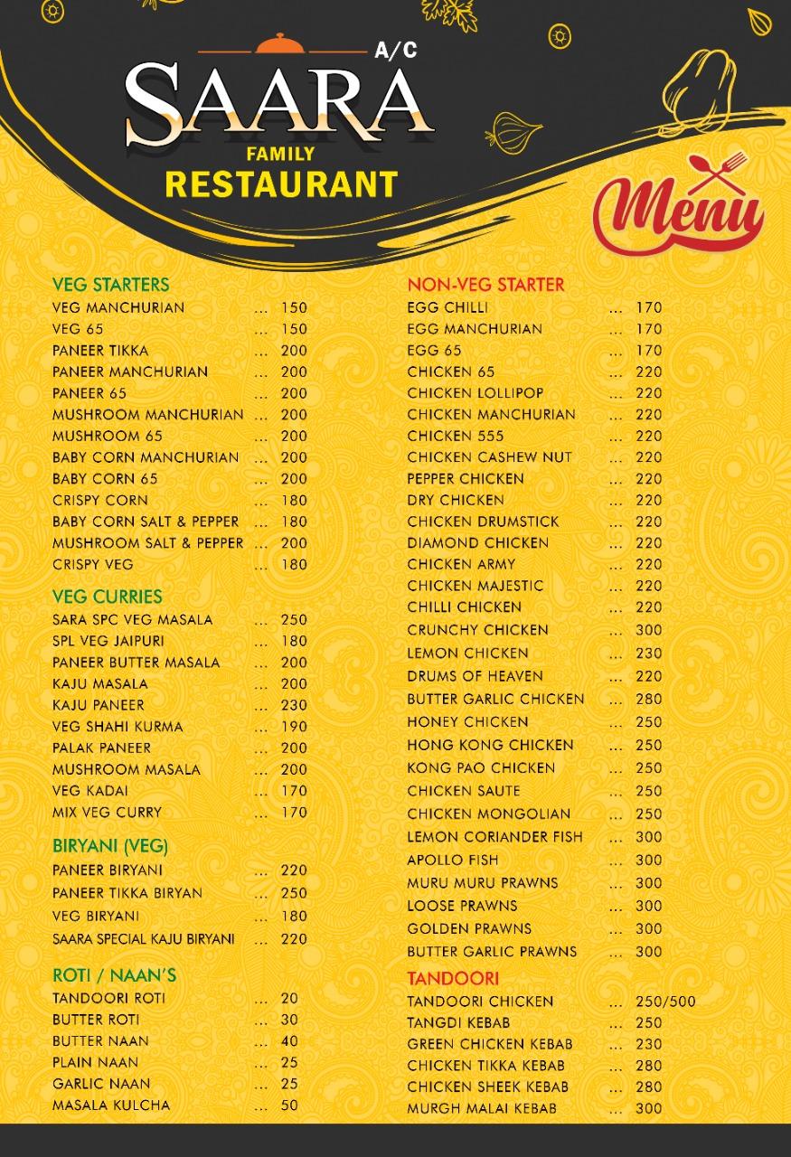 Menu at DVR FAMILY RESTAURANT, Ramagundam