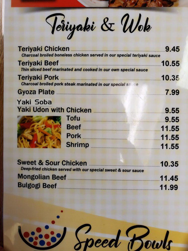 Menu at SpeedBowl restaurant, Hoquiam