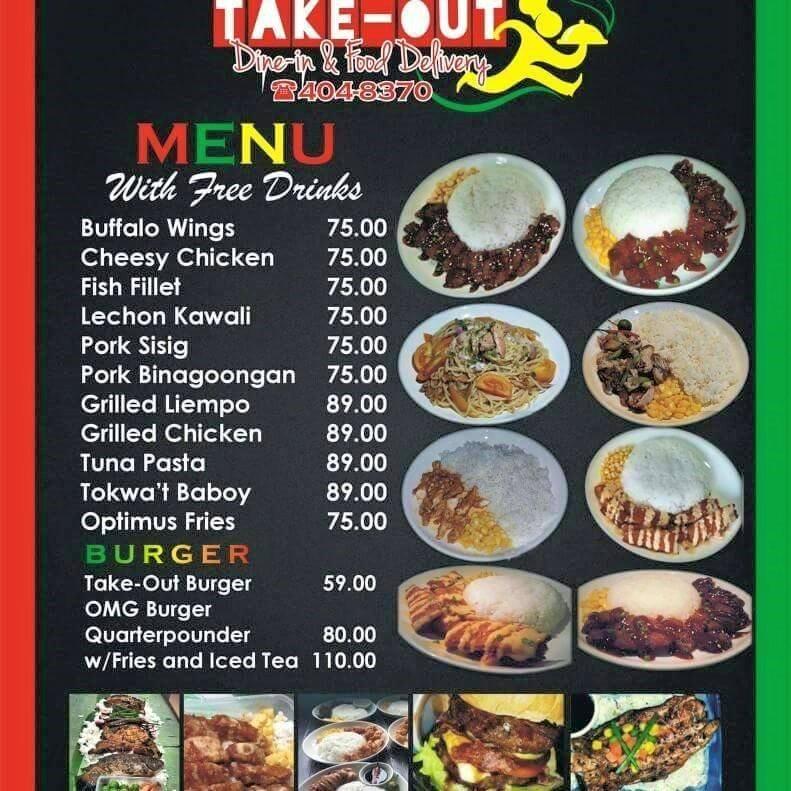 Menu at Take Out restaurant, Lipa