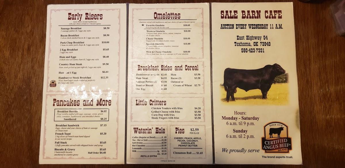 Menu at Texhoma Livestock Cafe, Texhoma