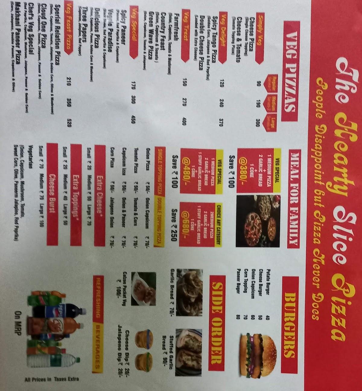 Menu at The hearty slice pizza, Noida