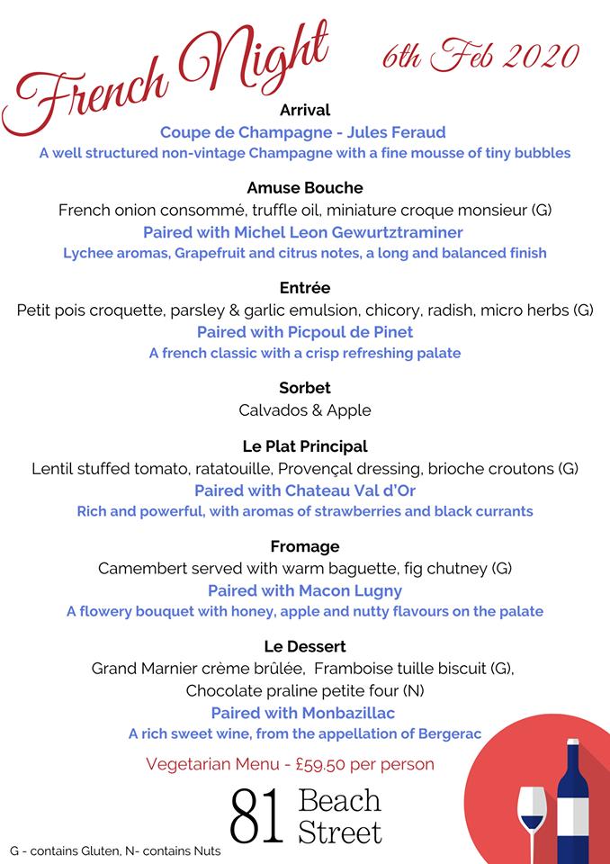 Menu at 81 Beach Street restaurant, Deal