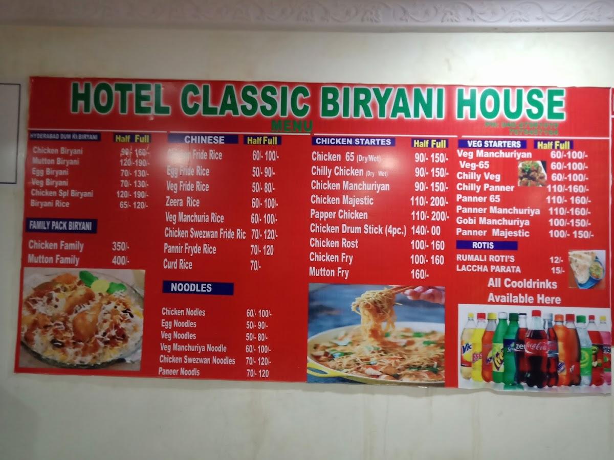 Menu at Classic Biryani House, Hyderabad