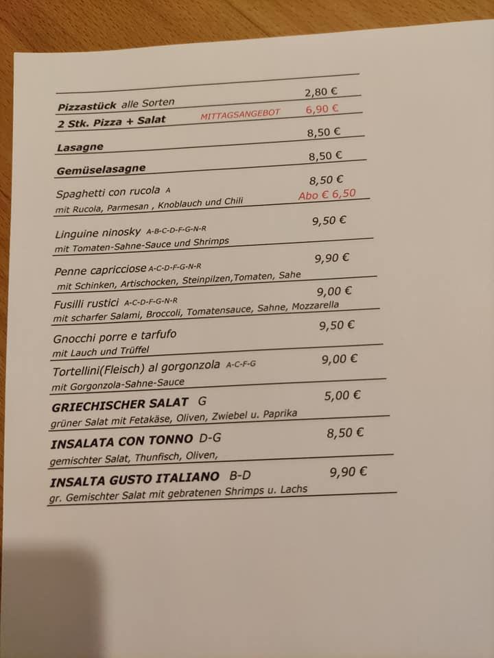 Speisekarte von Gusto Italiano restaurant, Kirchbichl