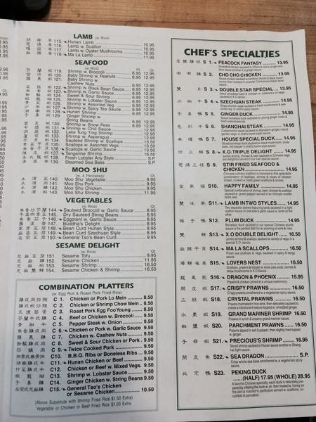 Menu at Precious Chinese Cuisine restaurant, East Northport