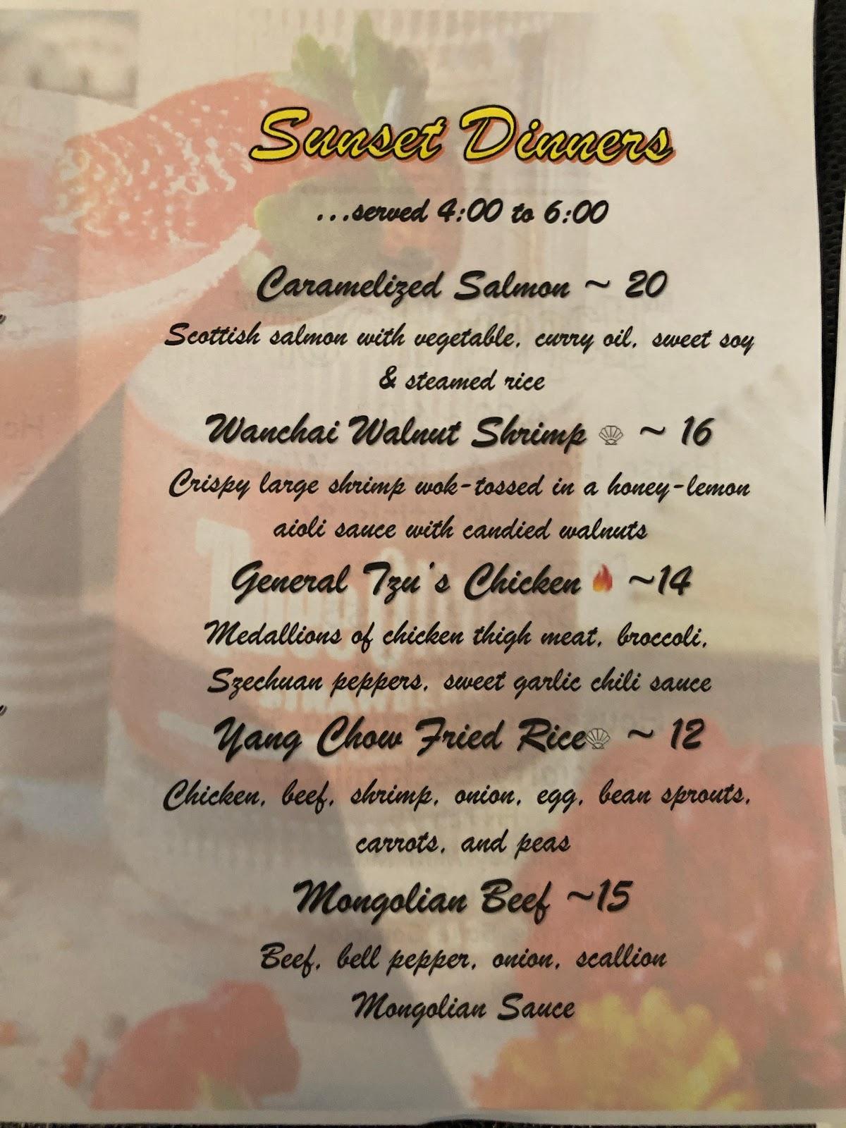 Menu at AZN Azian Cuizine restaurant, Naples