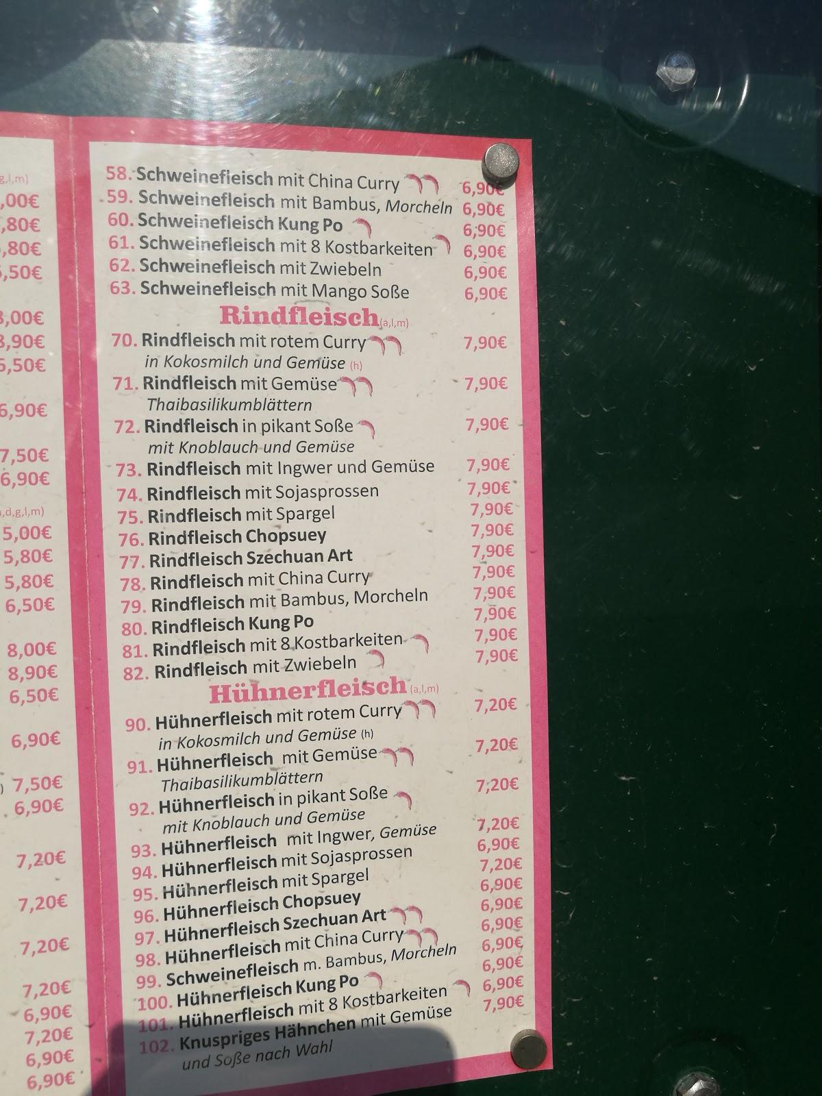 Menu at Restaurant Asia Pacific, Neuhofen