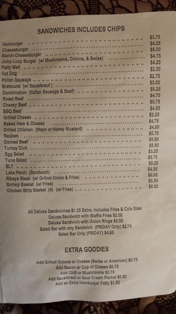 Menu at Center Lounge pub & bar, Whiting