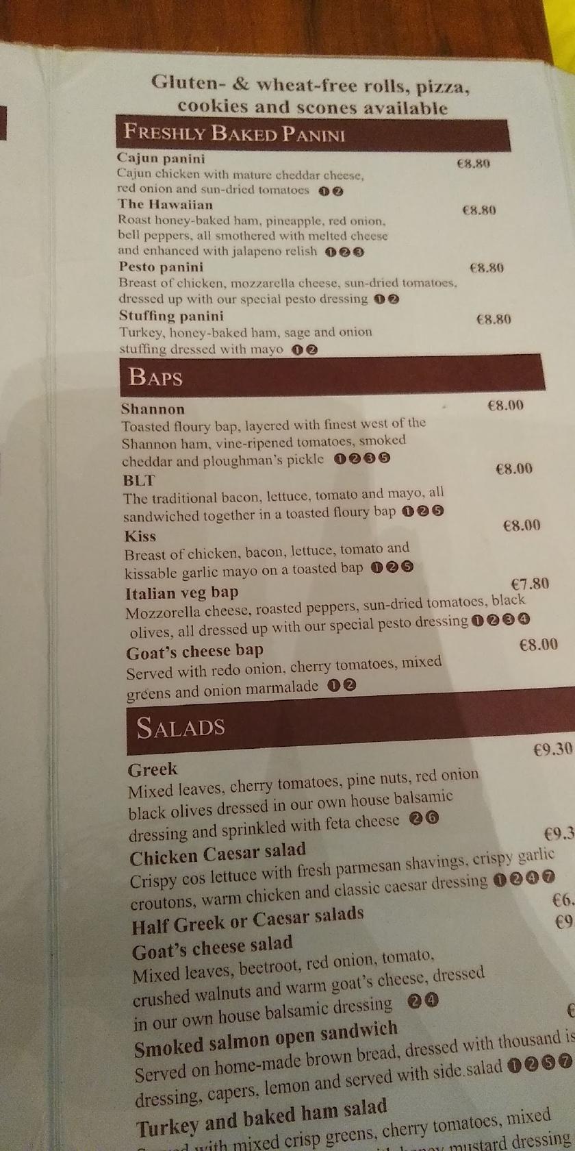 Menu at Mocha coffee Co. cafe, Ennis