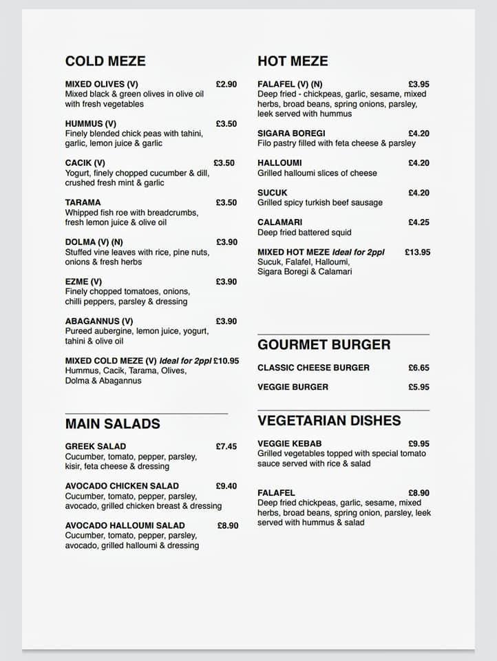 Menu at Pasha Meze Mangal Locksbottom restaurant, Orpington