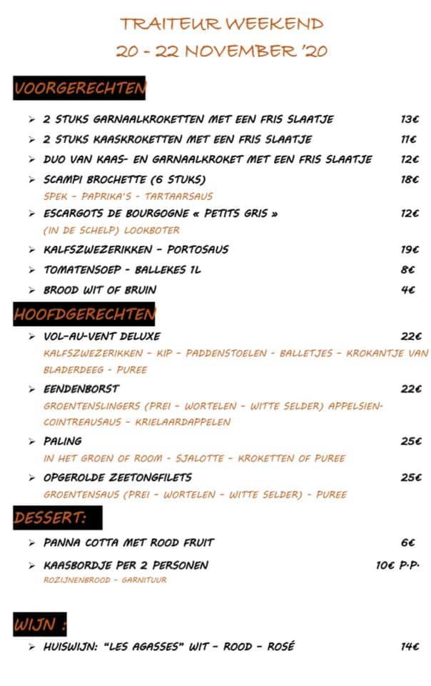 Menu at Restaurant de Notelaar, Anderlecht