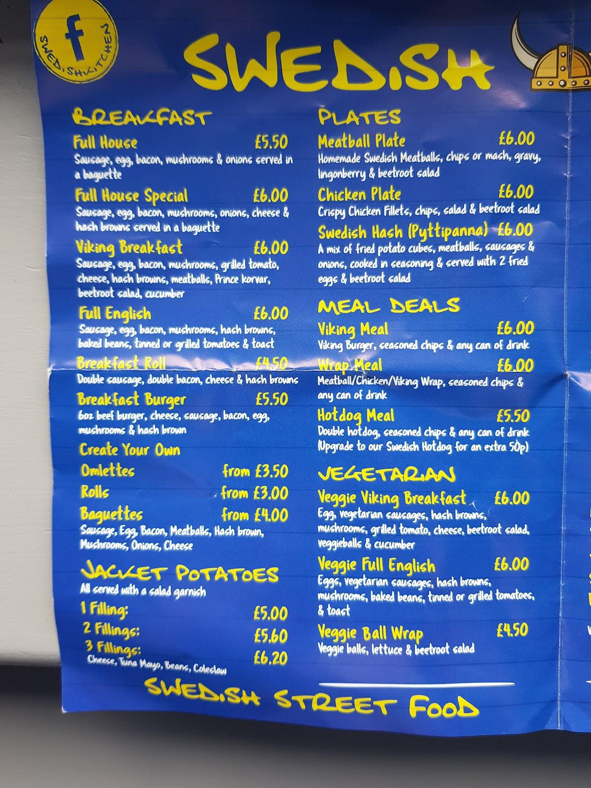 Menu at Swedish Kitchen fast food, Rushden