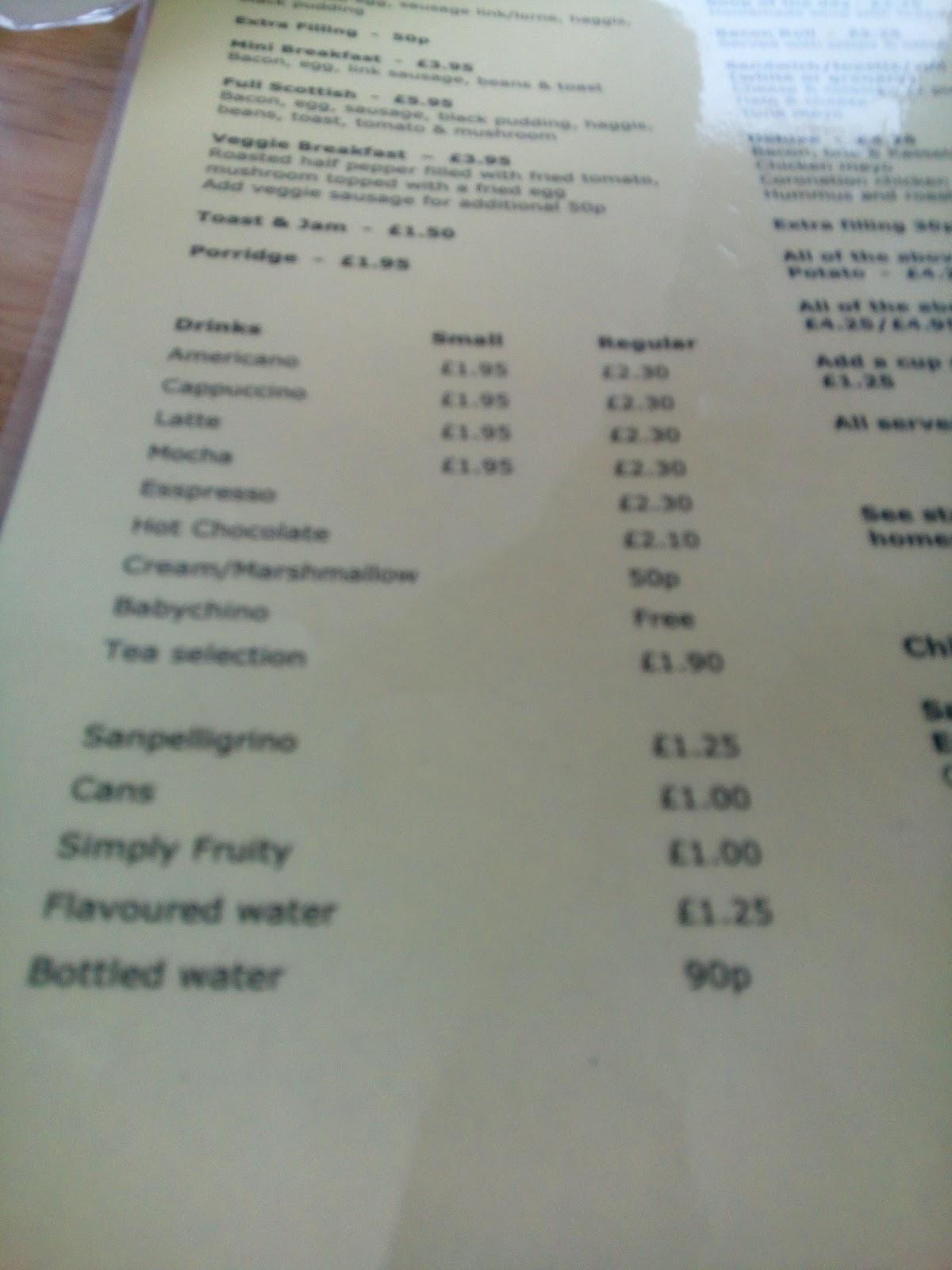 Menu at Yellow Coloured Cafe ltd, Rosyth