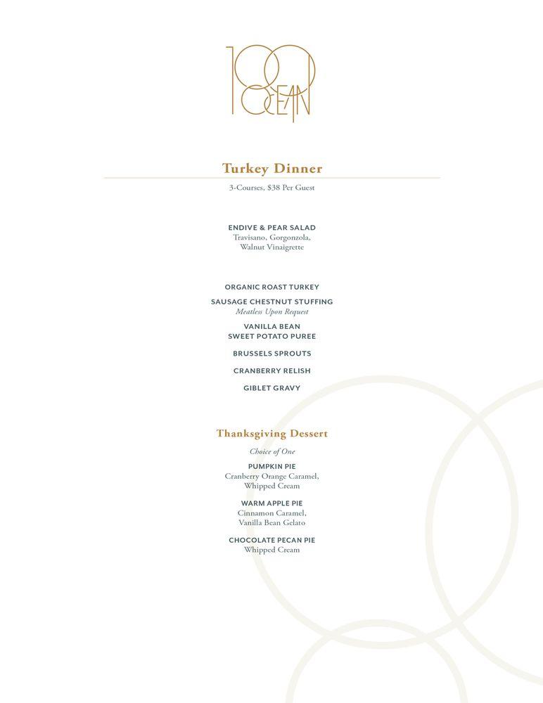Menu at 100 Ocean restaurant, Long Branch