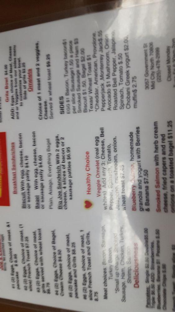 Menu at Simple Joe Cafe, Baton Rouge