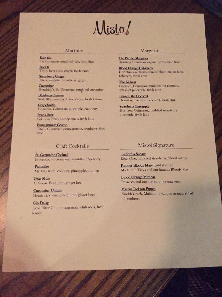 Menu at Misto! restaurant, Kittery