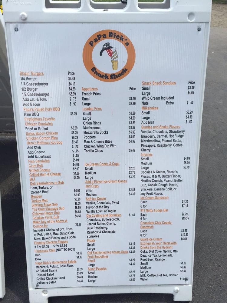 Menu at Papa Rick's Snack Shack cafe, Rome