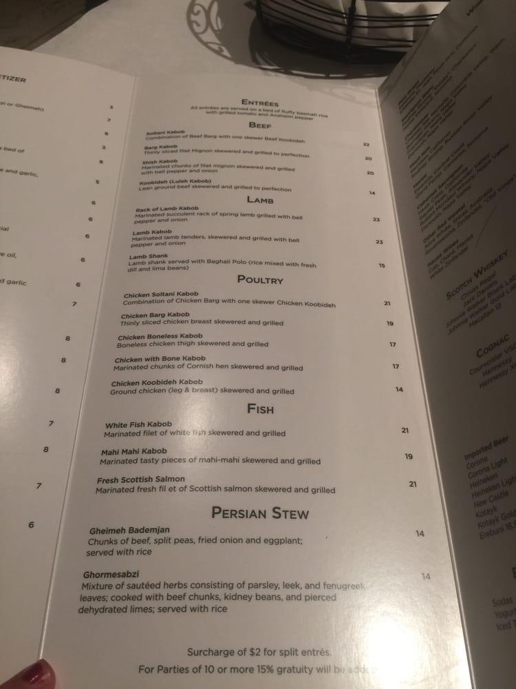 Menu at Raffi's Place restaurant, Glendale