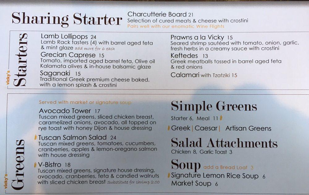Menu at Vicky's Bistro and Wine Bar, Sherwood Park