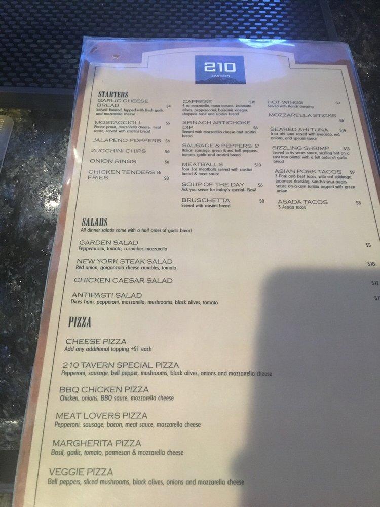 Menu at 210 Tavern pub & bar, Rancho Cucamonga