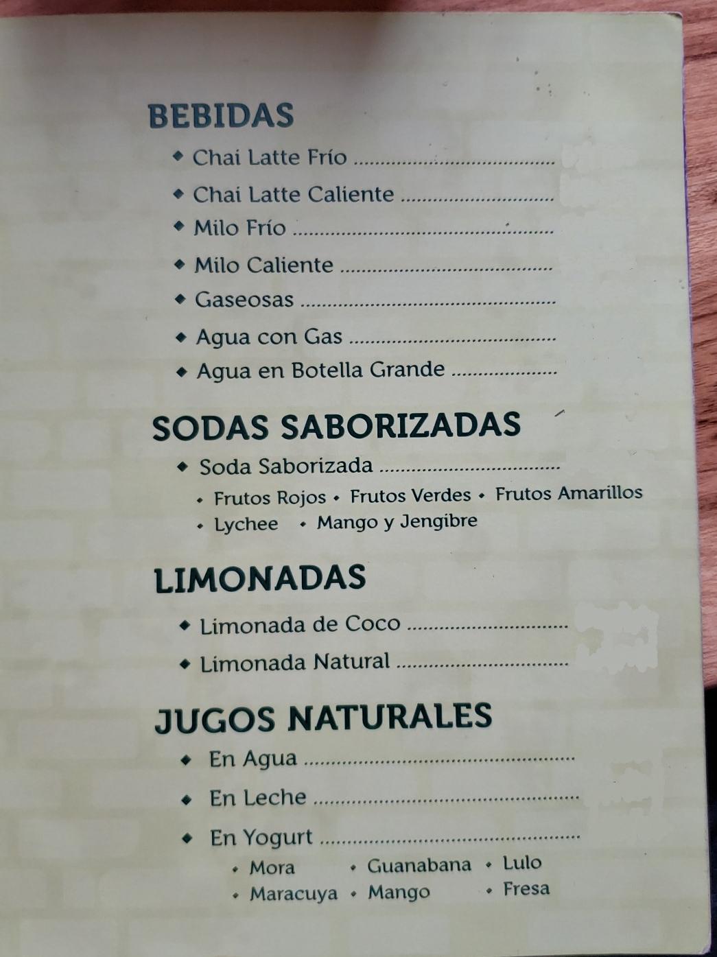 Carta de Cafe Don Rafa, Jericó, Calle 6