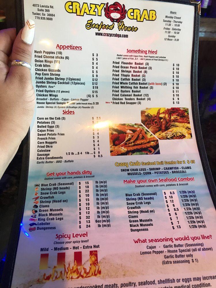 Menu at Crazy Crab pub & bar, Tucker, Lavista Rd Suite 369