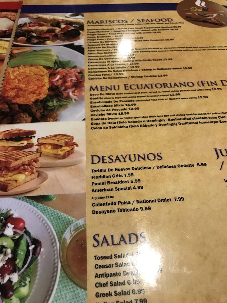 Menu at Delicioso restaurant, Longwood