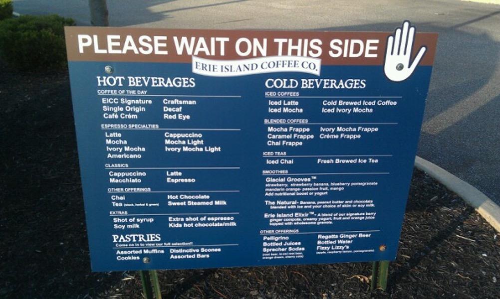 Menu at Erie Island Coffee Co. restaurant, Rocky River, Detroit Rd