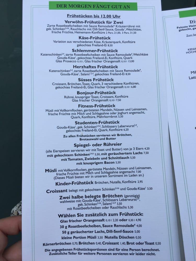 Speisekarte von Konditorei Heinemann cafe, Düsseldorf, Martin-Luther ...