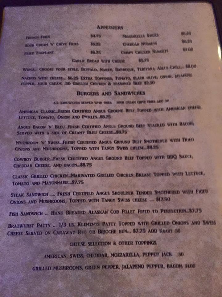 Menu at Landmark 1850 Inn pub & bar, Milwaukee