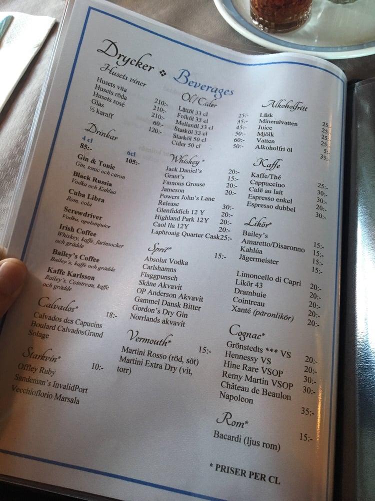 Menu at Restaurang Anna restaurant, Rättvik
