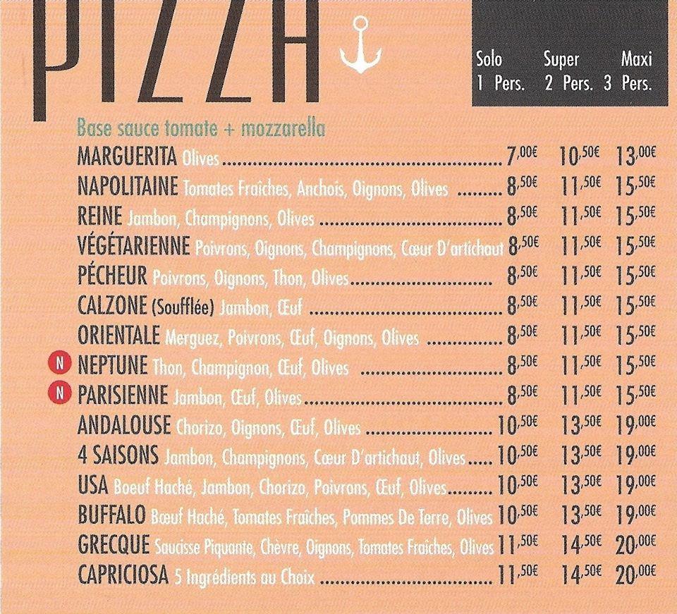 Menu at Cap Sud Pizza pizzeria, Tremblay-en-France