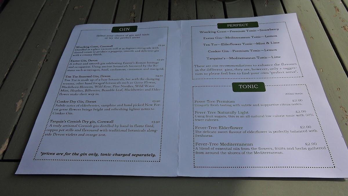 Menu at Millside restaurant, Lyme Regis