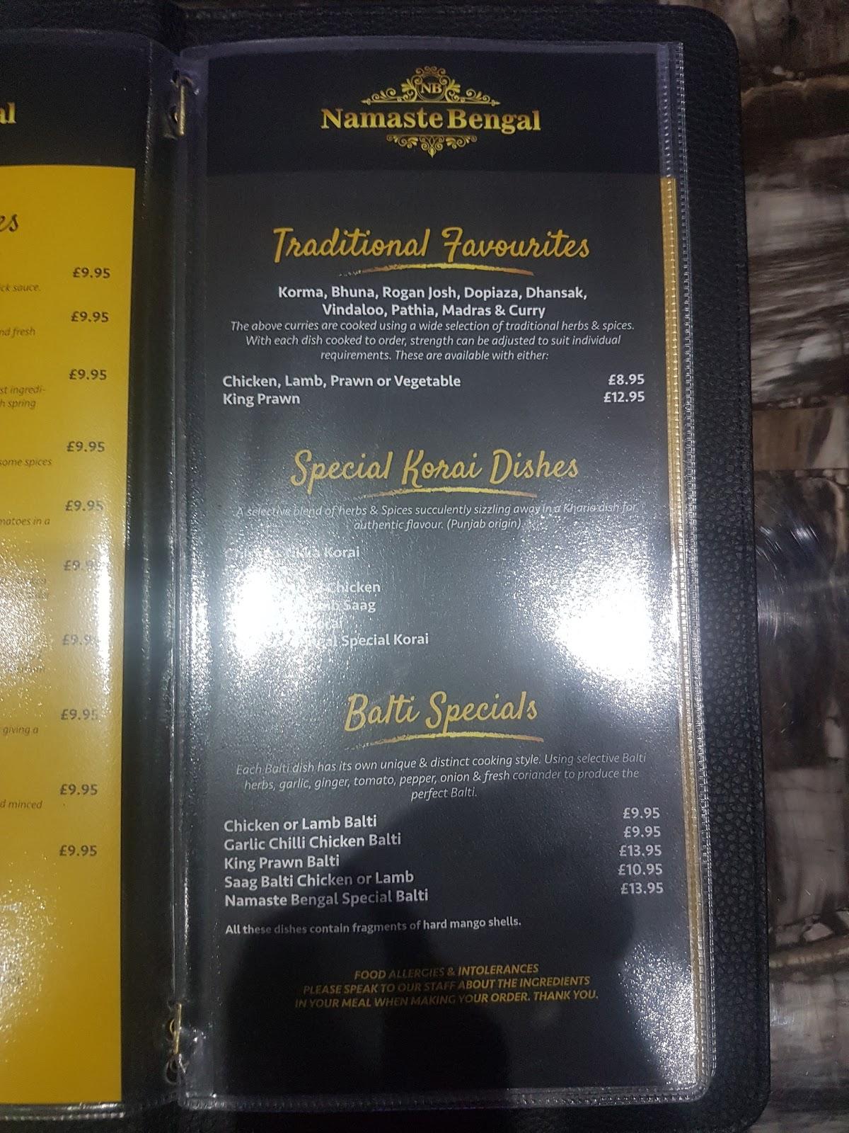 Menu at Namaste Bengal restaurant, Pickering