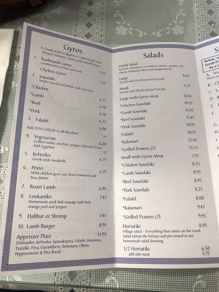 Carta del restaurante Niko's Gyros Magnolia, Seattle, 32nd Ave W