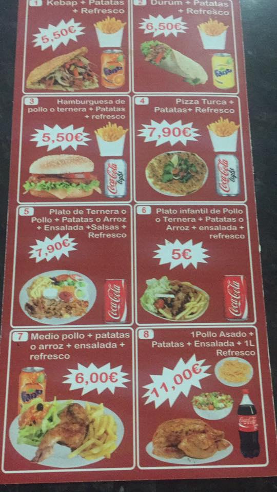 Menu at Pamir restaurant, El Coto
