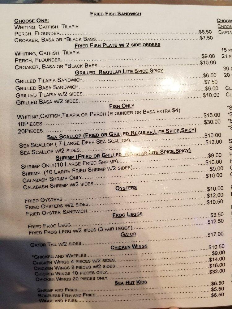 Menu at Sea Hut restaurant, Monroe