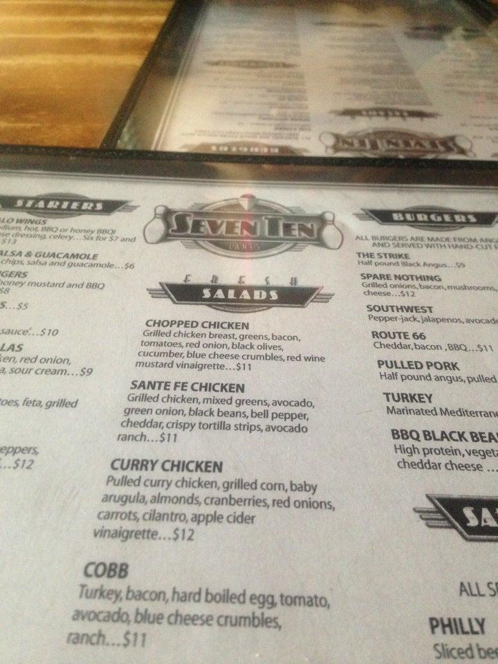 Menu at Seven Ten Social pub & bar, Chicago