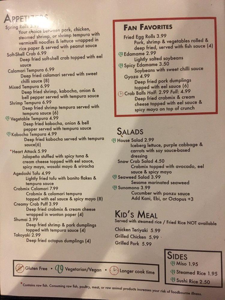 Menu at Aji Sushi restaurant, College Station